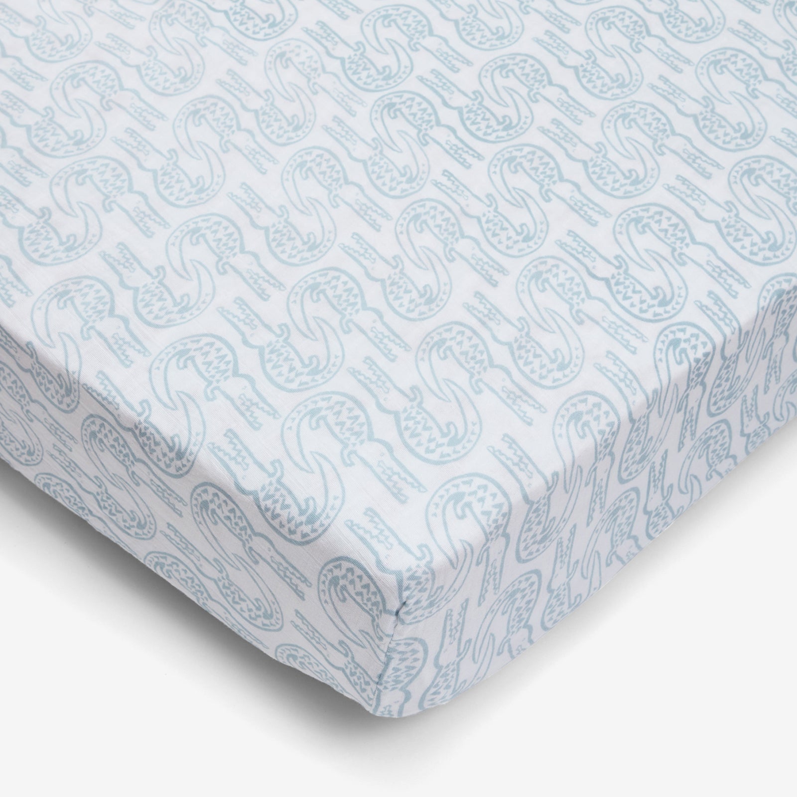 Organic Cotton Crib Sheets by Lewis - Alligator in Bay Blue